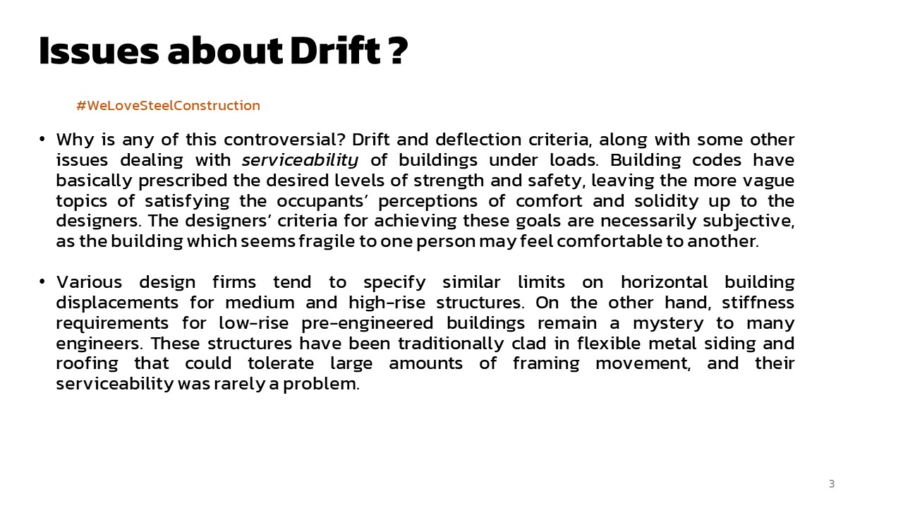 การเคลื่อนตัวด้านข้าง สำหรับอาคารเตี้ยโครงสร้างเหล็ก Lateral Drift for ...